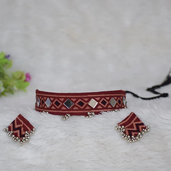Maroon Choker Set | RIWA Fashion